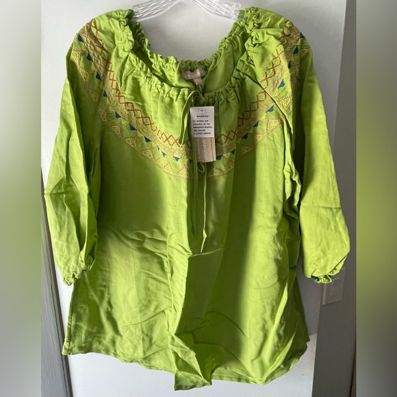 Appraisal Women | Tops | Appraisal Women Size 2x Green Peasant Blouse W ...